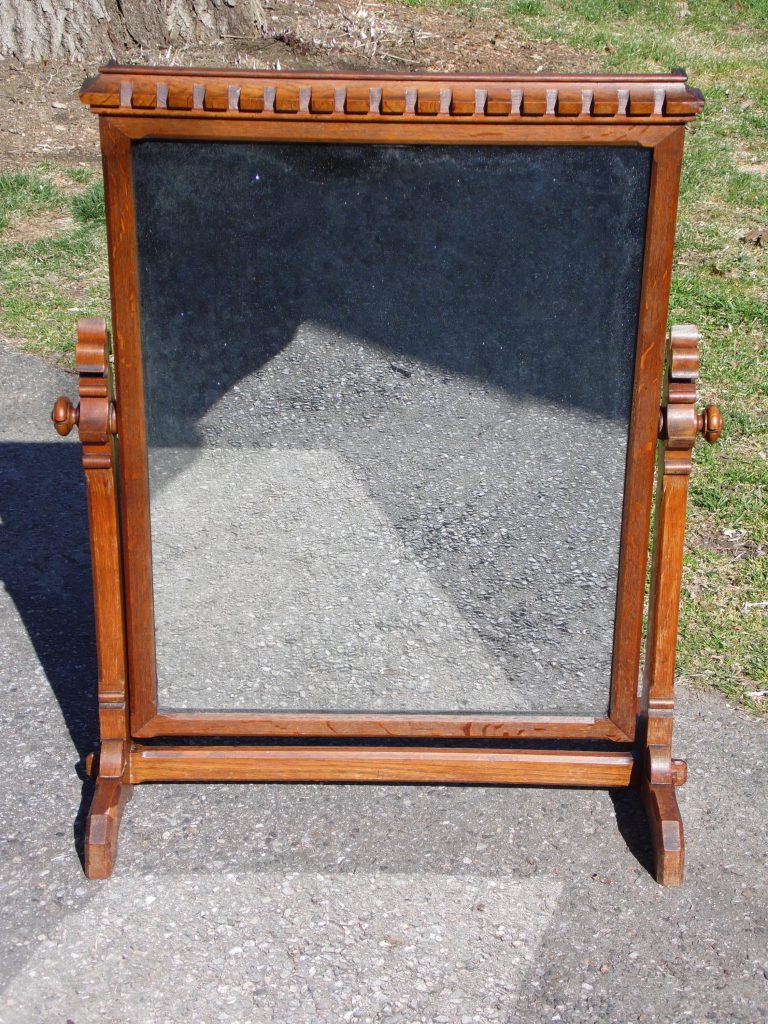 Antique Oak Wood Frame Free Standing Swivel Cheval Mirror Stand ...